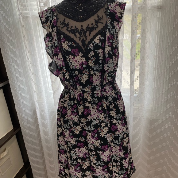 Express | Dresses | Purple Printed Dress With High Neck | Poshmark